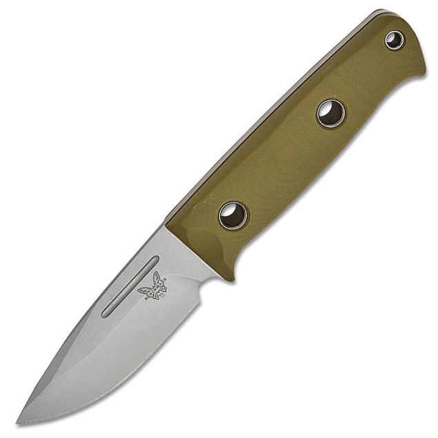 Benchmade Shane Sibert Mini Bushcrafter Fixed Blade 3.3823" Satin Drop ...