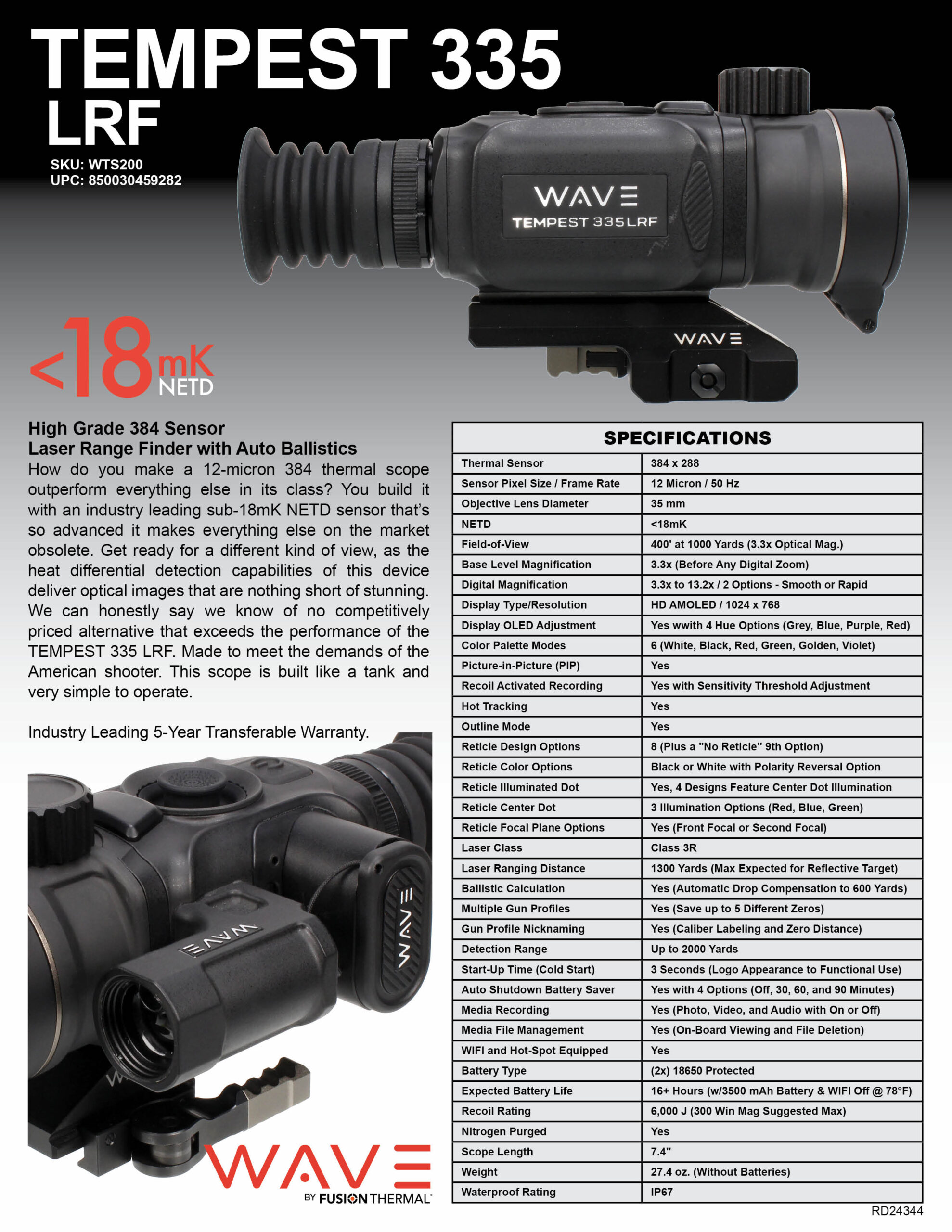 Fusion Thermal WAVE Tempest 335 LRF Thermal Scope - Shark Coast Tactical