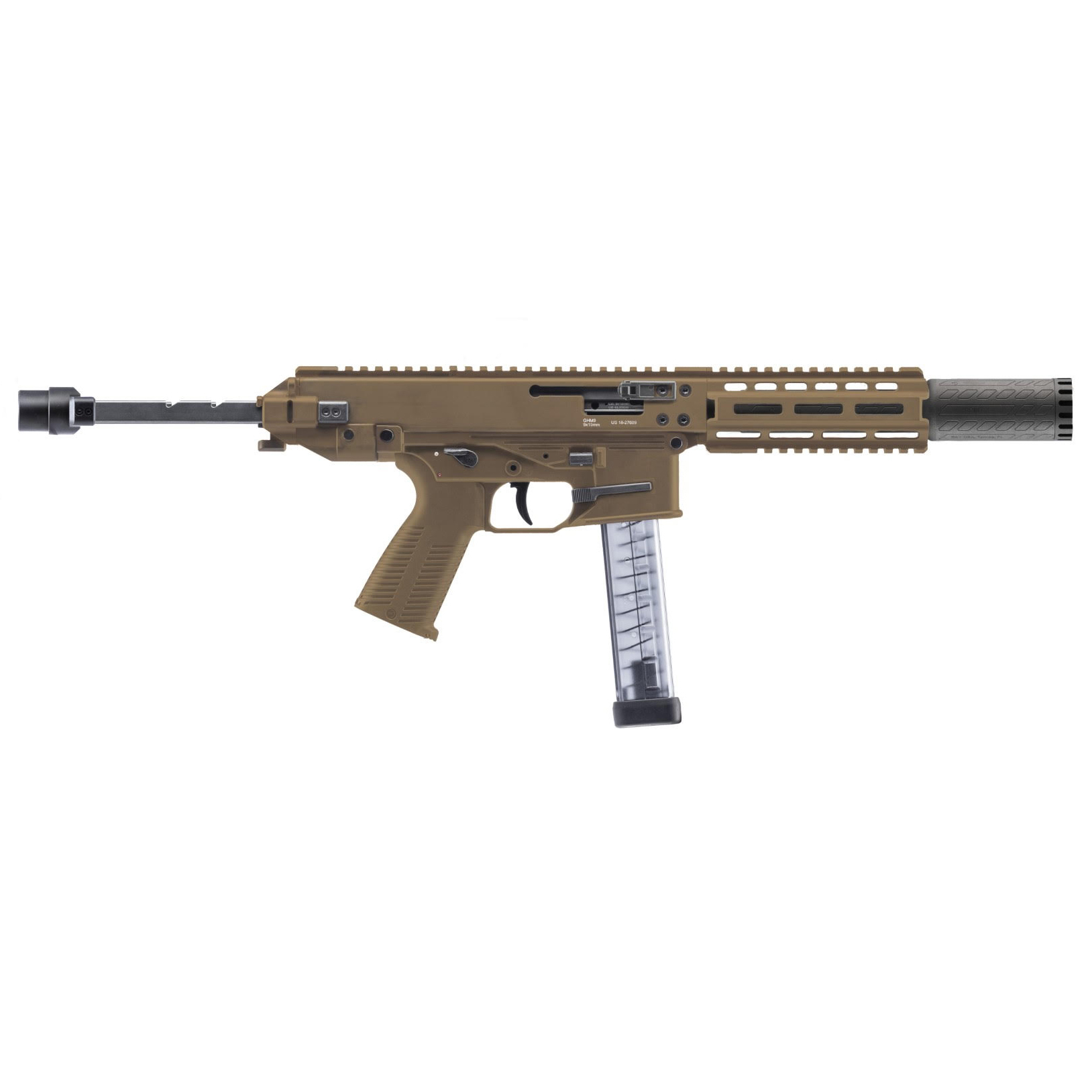 B&T GHM9 SD 2 9mm 6.9" Modular Subgun - FDE w/ Print-X Ti Suppressor ...